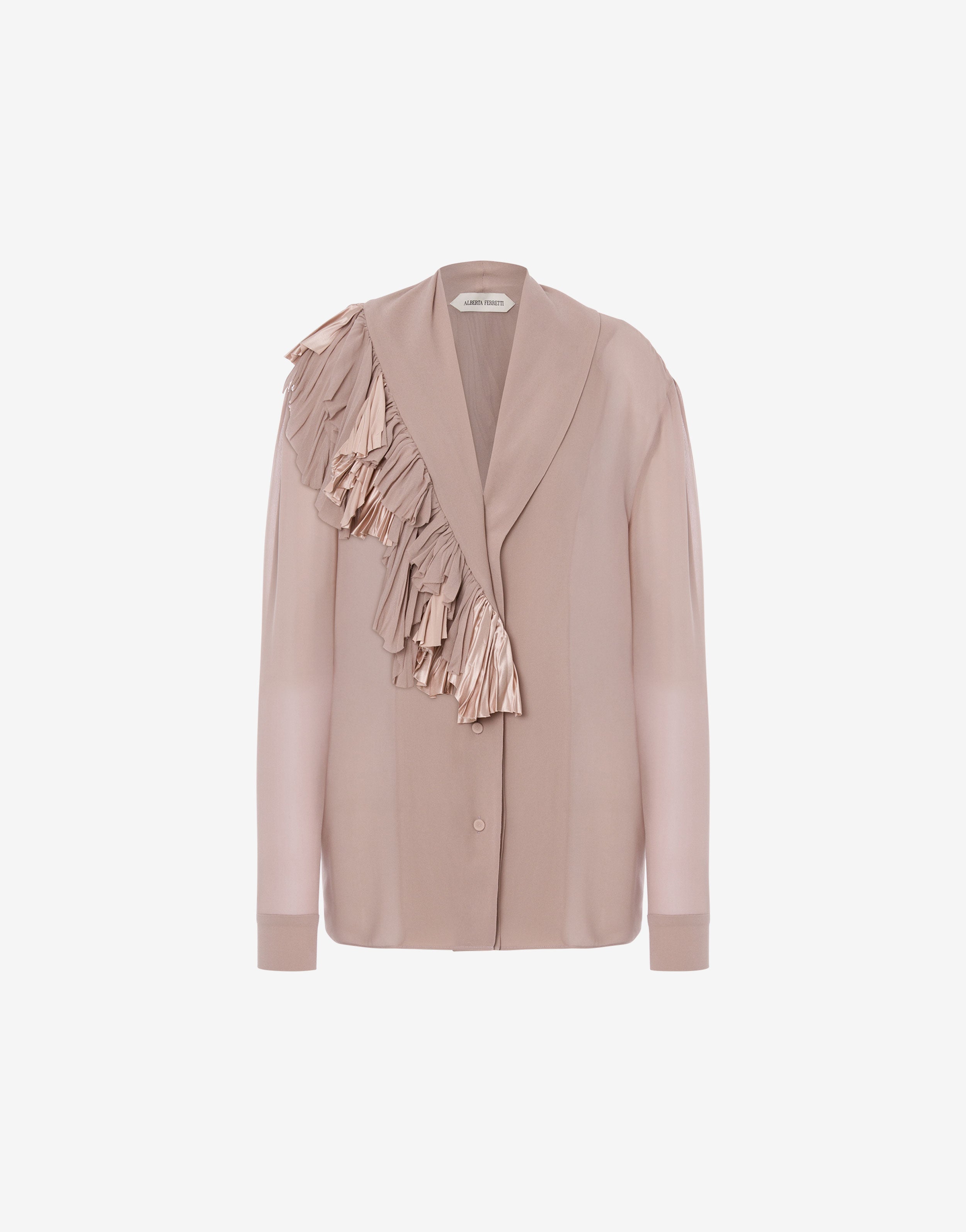 Camicetta in georgette di seta con volant | Alberta Ferretti IT