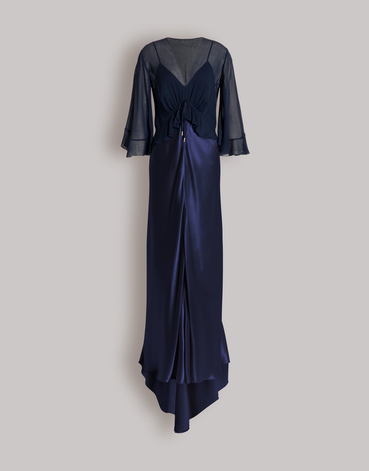 Shiny satin long dress with cape | Alberta Ferretti