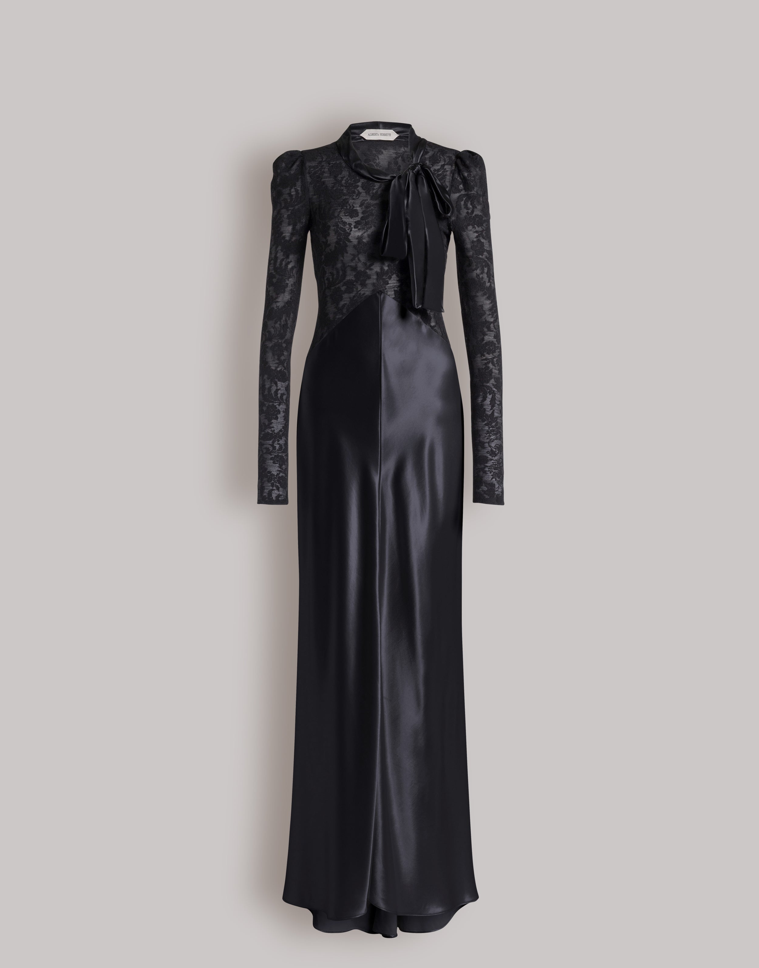 Satin and lace evening dress | Alberta Ferretti